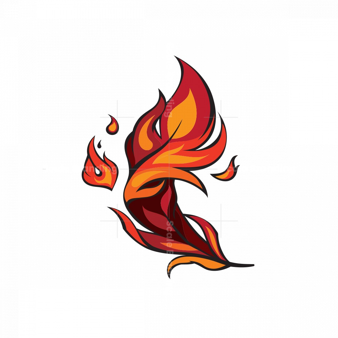 Flaming Fiery Phoenix Feather Logo | Scalebranding
