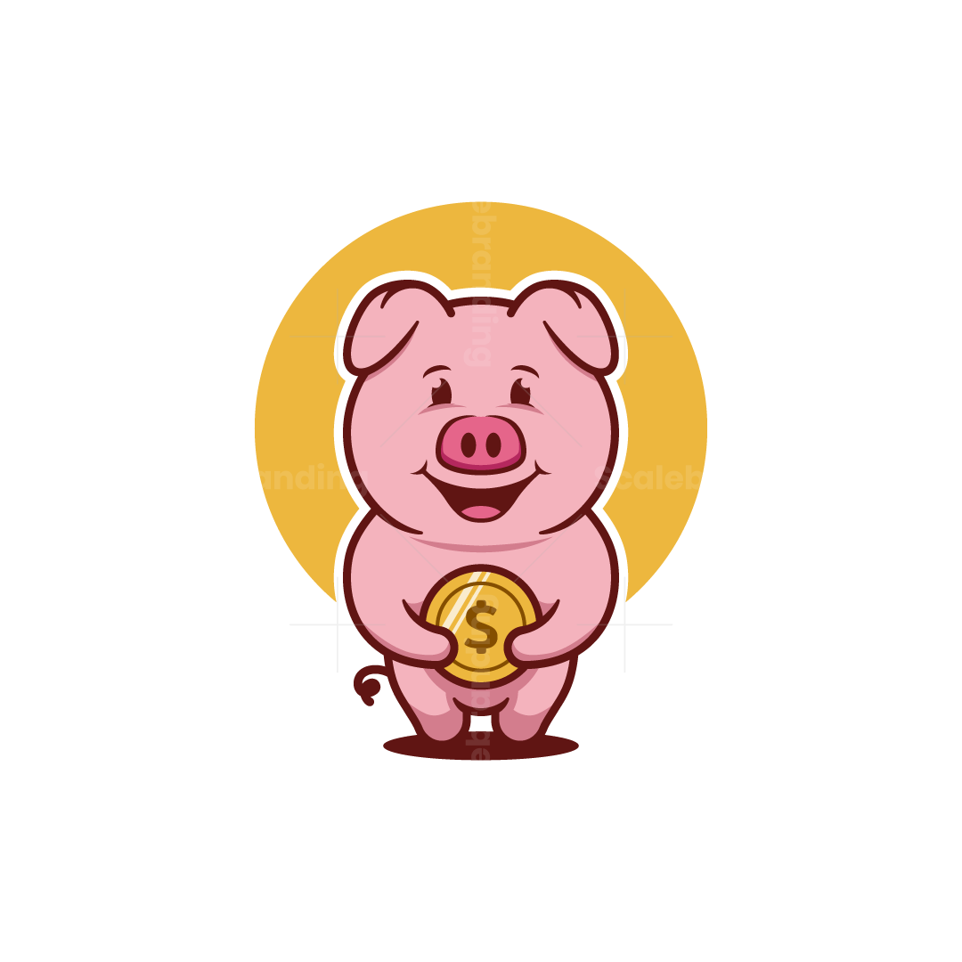 piggy bank mascot with coin logo | Scalebranding
