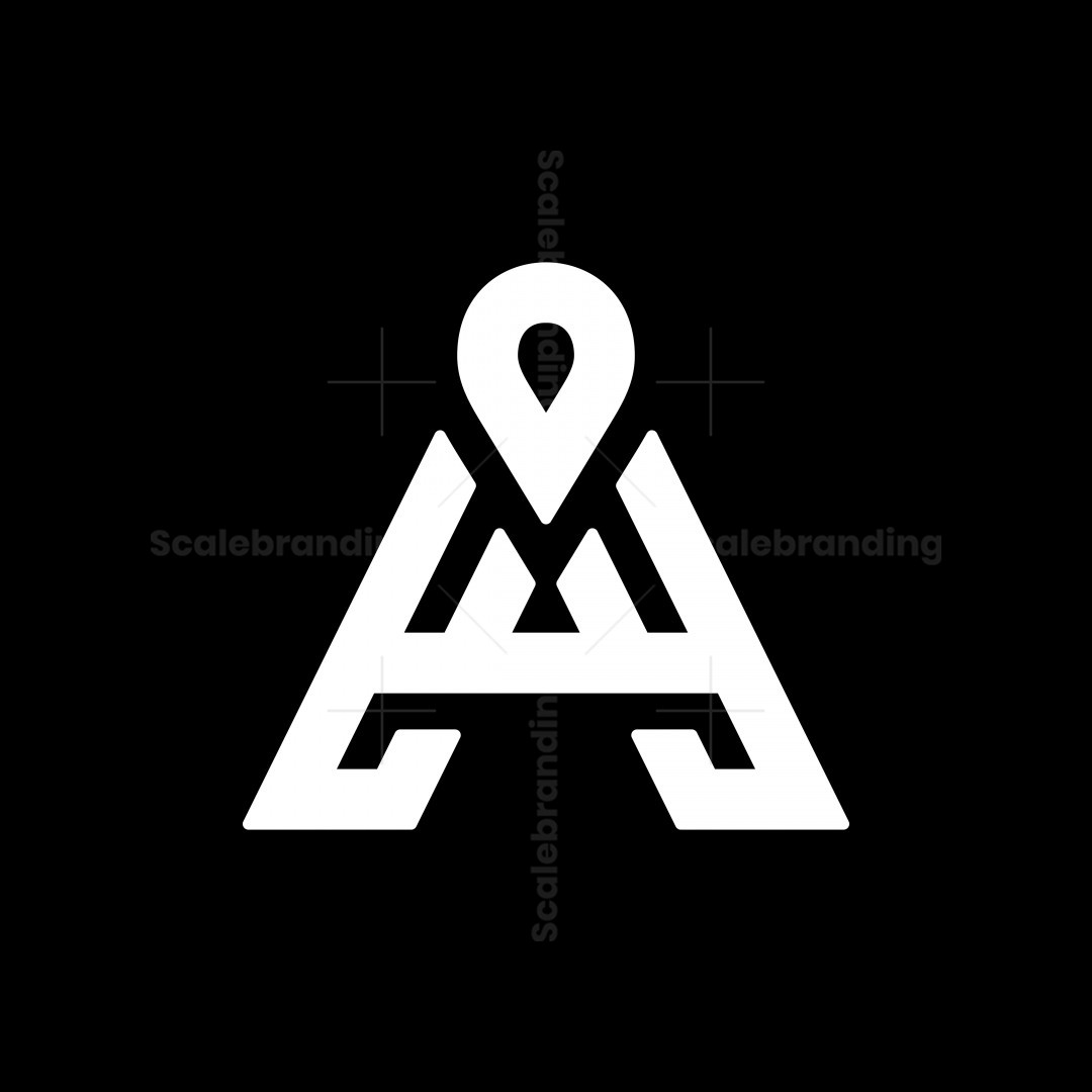 Letter A Pin Map Location Lettermark Logo | Scalebranding