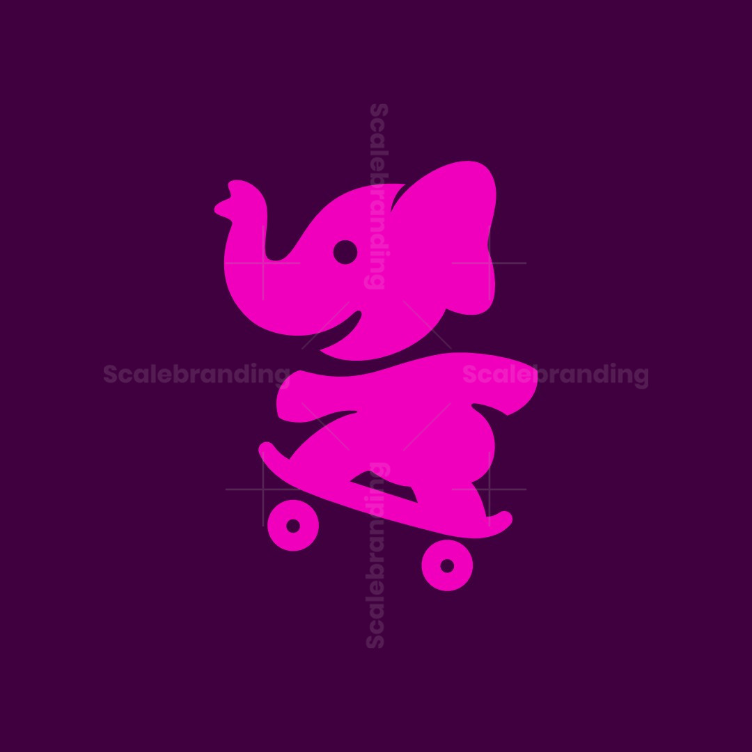 Pink Elephant Big Head Skater Logo | Scalebranding