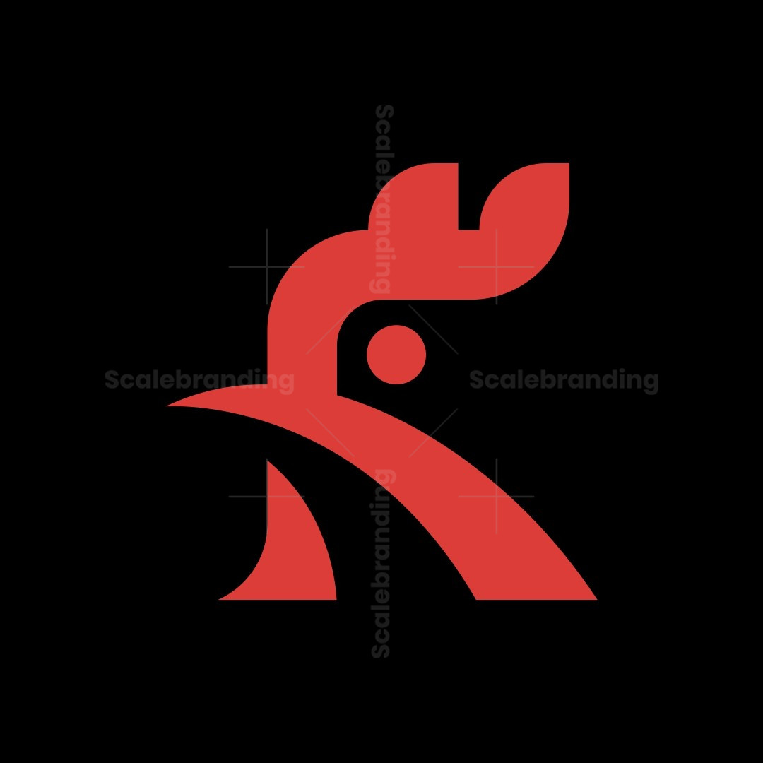 Red R Letter Rooster Logo | Scalebranding