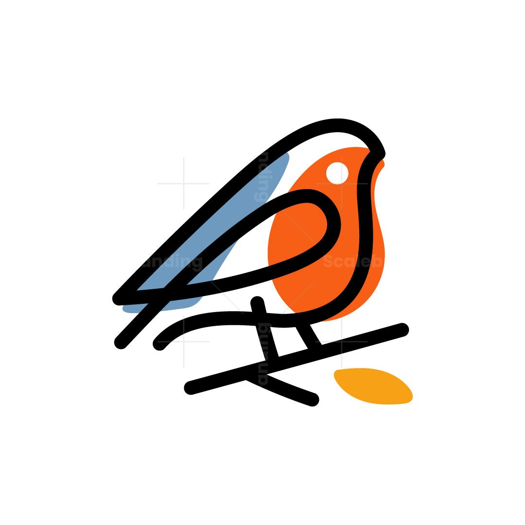 Robin Bird Outline Colorful Logo | Scalebranding