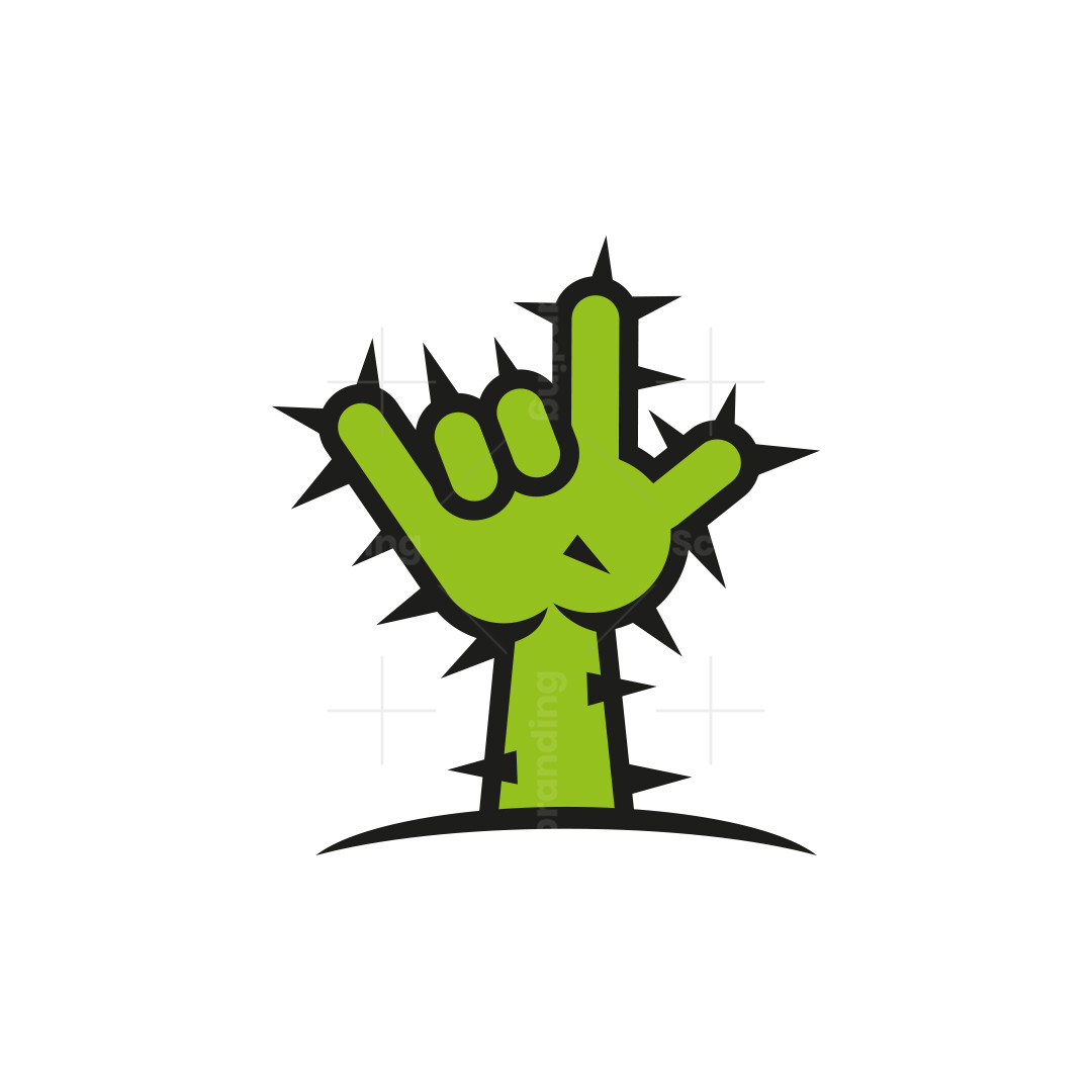 Rock Hand Logo Line Hand Up With Rock Symbol Royalty Free Vector Image