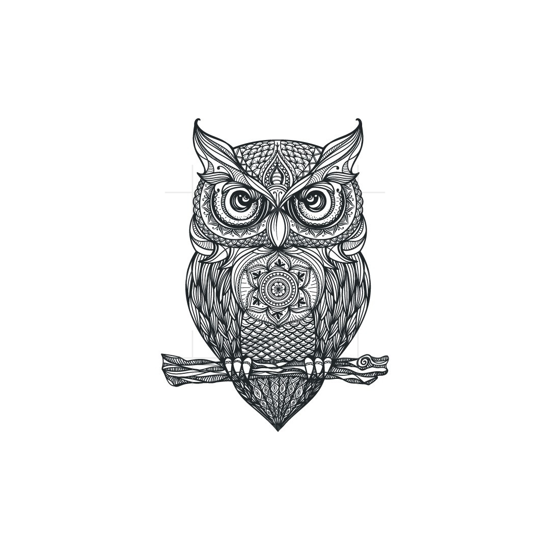 Sacred Owl Bird Geometry Logo | Scalebranding