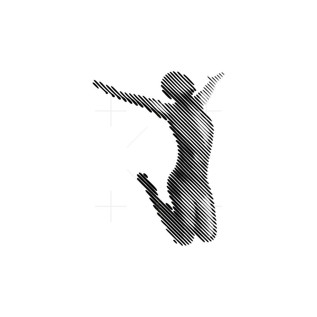 Scratchboard Jumping Person Logo | Scalebranding