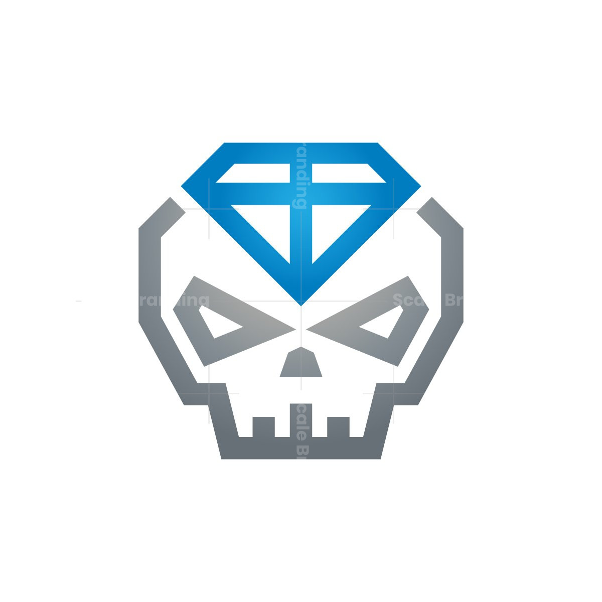 Skeleton Head Logo Blue Diamond Skull Logo Luxury Skull Logo ...