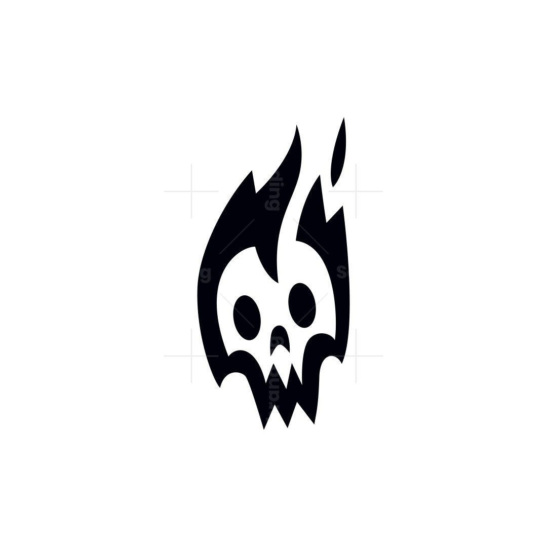 Skull Flame Logo Skull On Fire With Flames Vector Illustration Stock