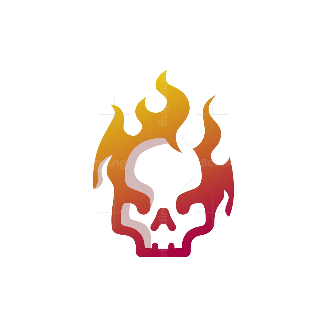 Skull Flame Logo Skull On Fire With Flames Vector Illustration Stock