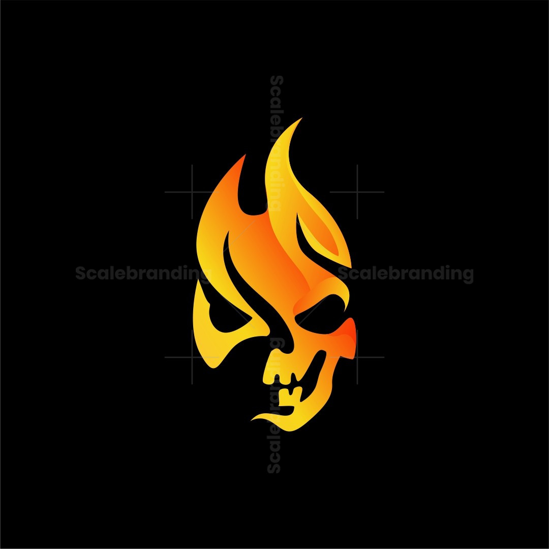 Skull Flame Logo Skull On Fire With Flames Vector Illustration Stock