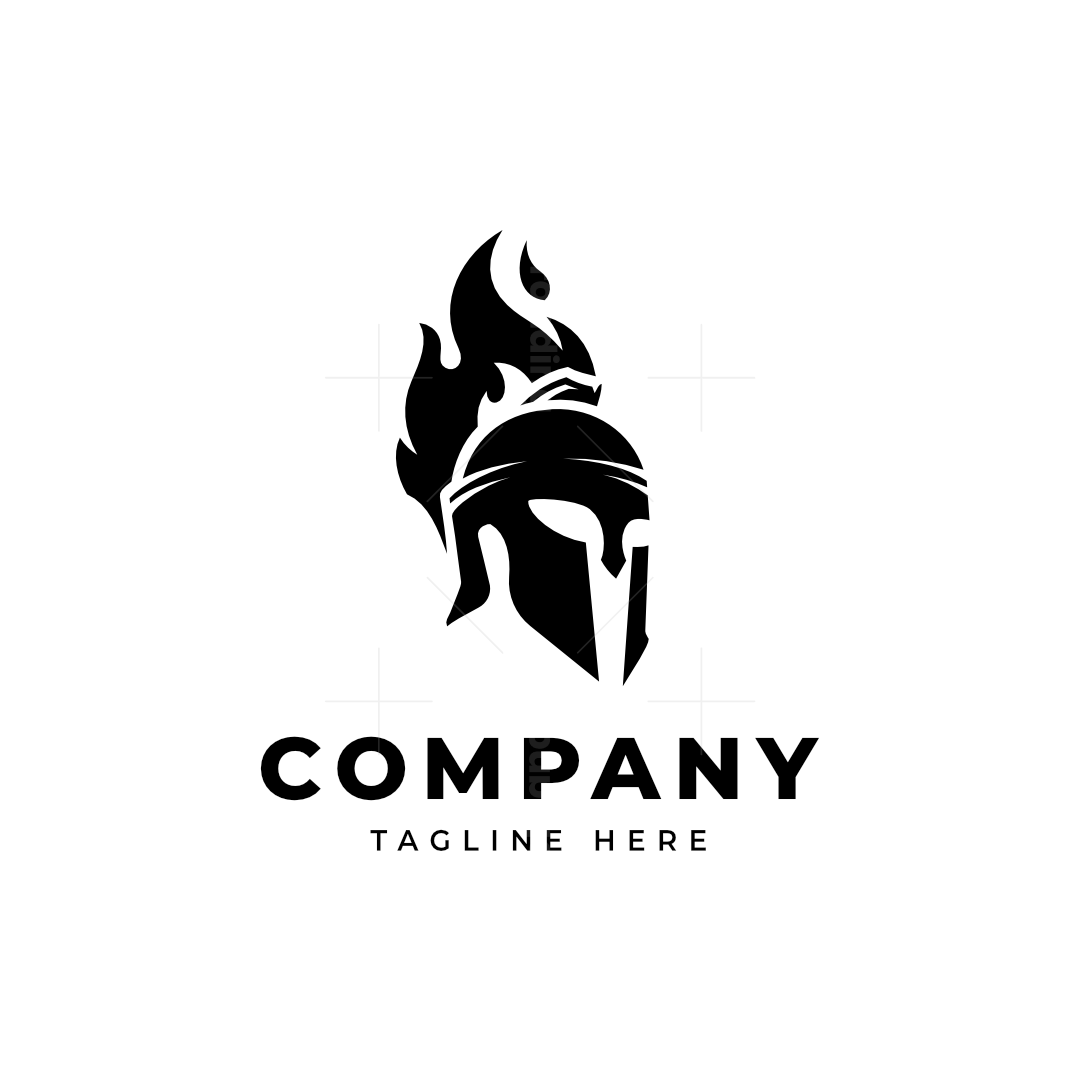 Spartan Helmet With Flaming Fire Plume Logo | Scalebranding