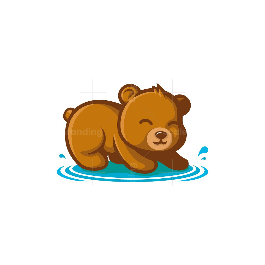 Splashing Water Bear Cub Logo | Scalebranding