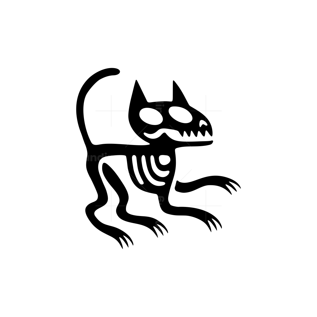 Spooky Skeleton Cat Logo Design | Scalebranding