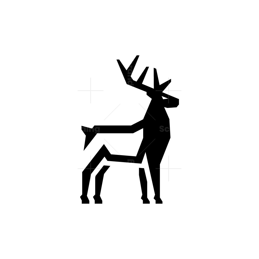 Standing Buck Logo Design Black Athletic Deer Logo | Scalebranding