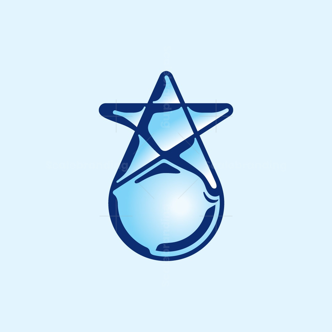 Water Star Logo Drop Water Moon And Star Icon Vector Logo Template