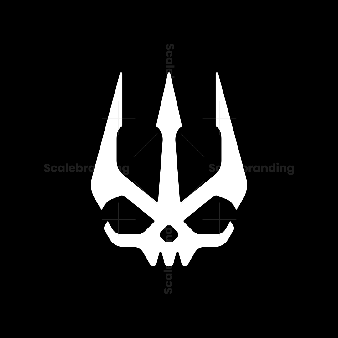 Strong Trident Skull Head Logo | Scalebranding