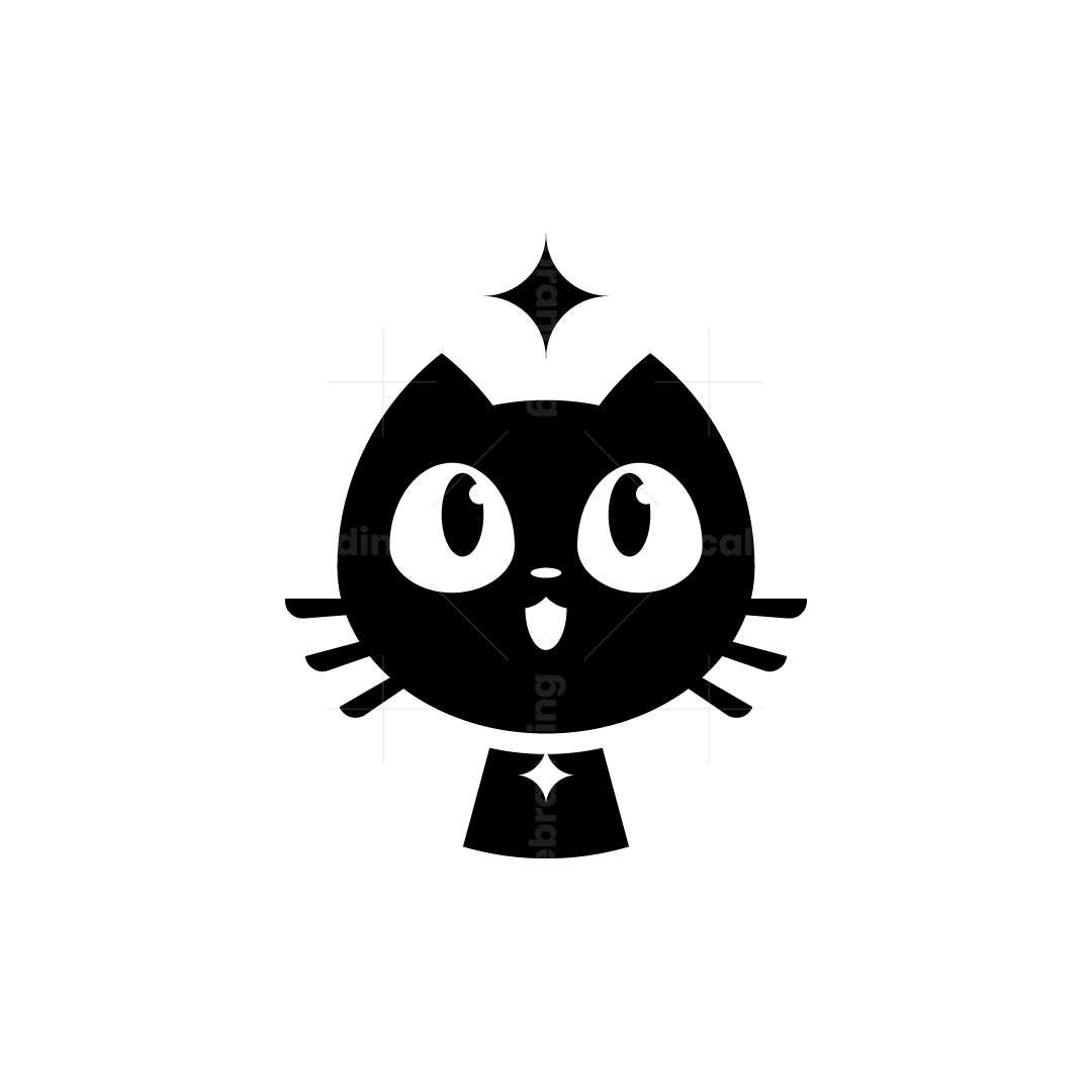 Stylish magical cute cat or kitty logo | Scalebranding