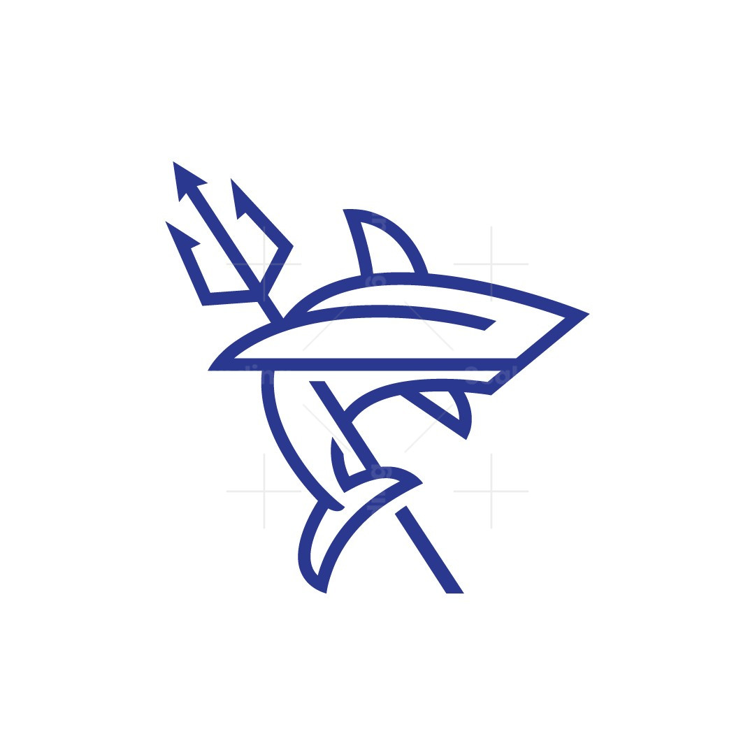 Trident Shark Logo Poseidon Ocean Shark Logo | Scalebranding