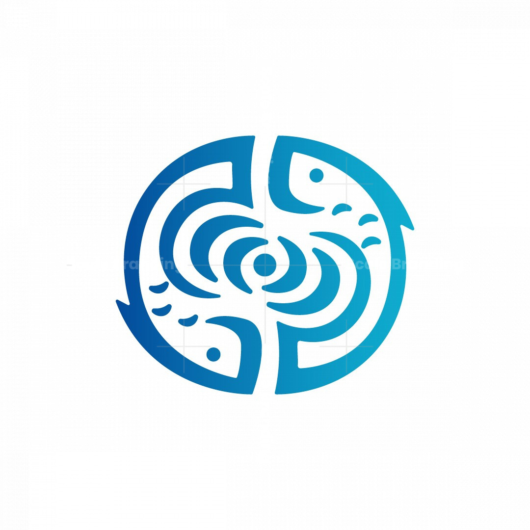 Double Fish Logo Two Fish Logo Is Swimming. Balance Zen Logo Stock