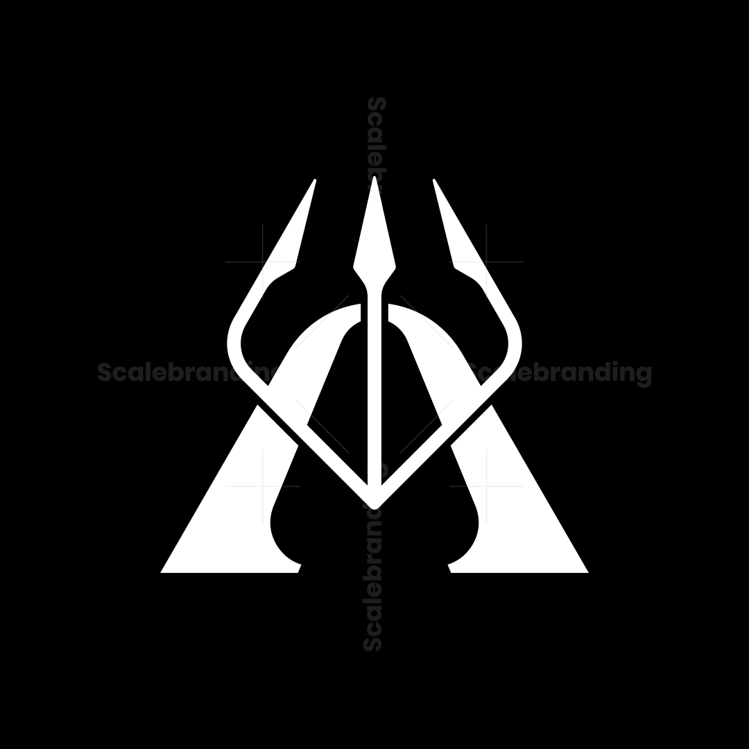 Iconic Unique Trident A Letter Logo | Scalebranding