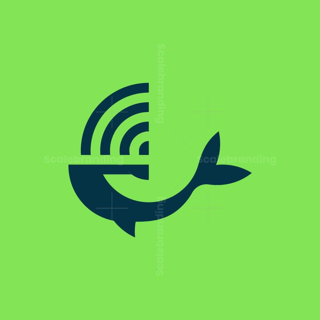 Minimalist Unique Whale Wifi Logo | Scalebranding