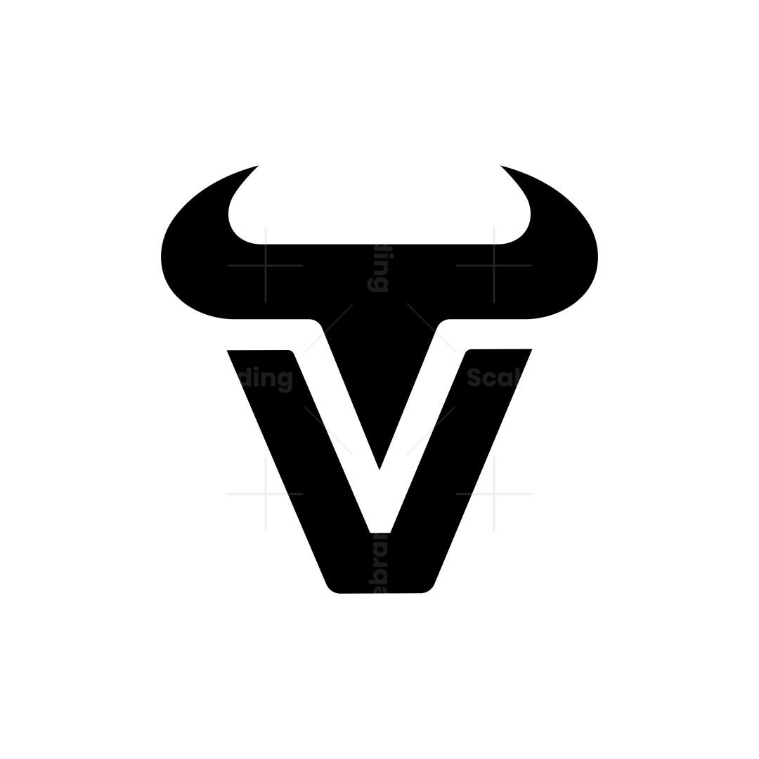 V Letter Digital Bull Head Logo | Scalebranding