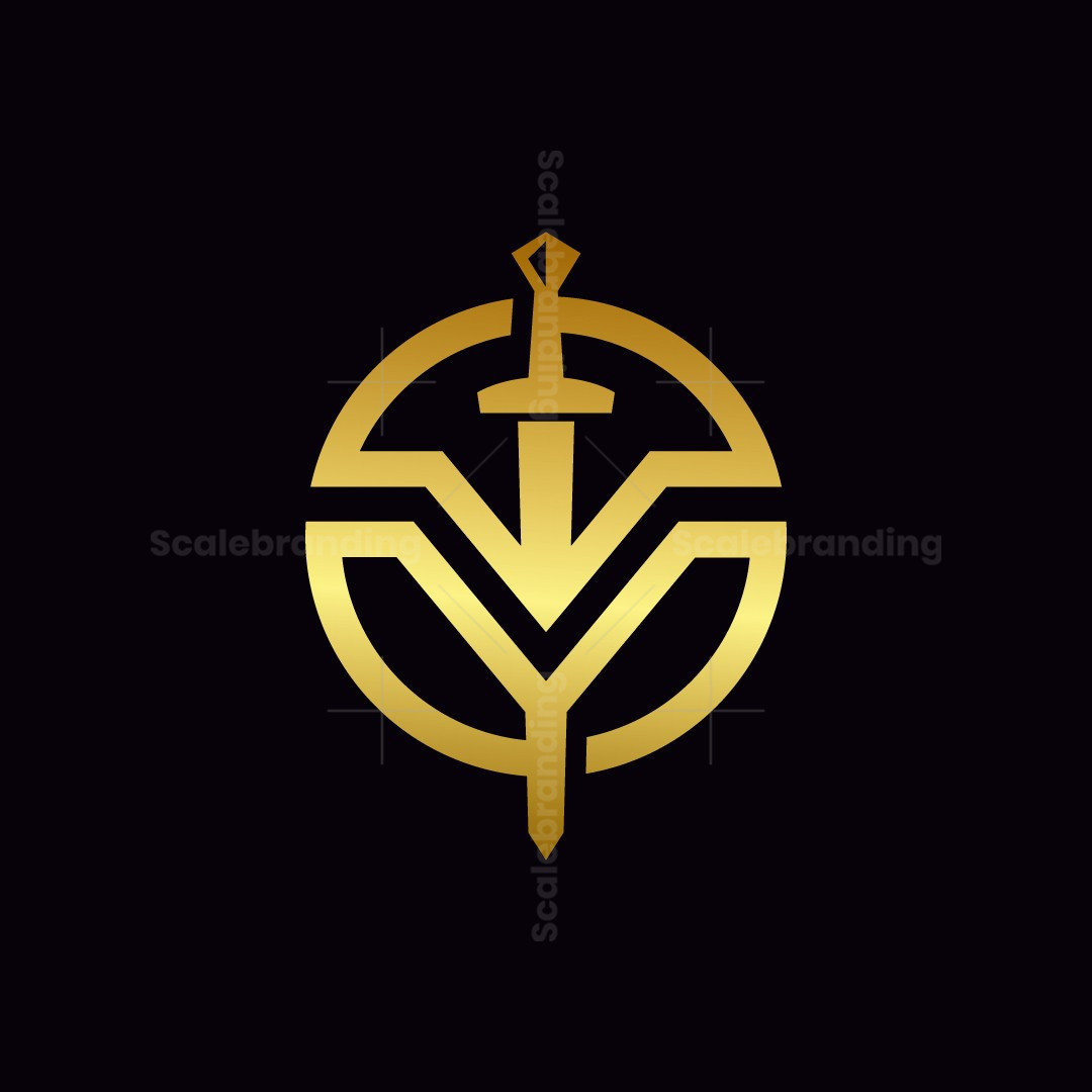 V Letter Sword Logo | Scalebranding