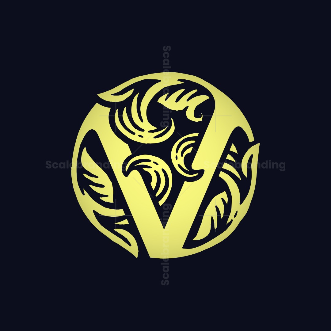 Verdant Victory Floral Gold V Logo | Scalebranding