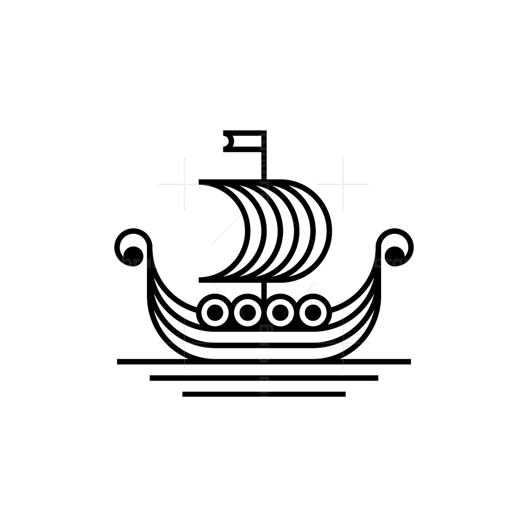 Viking Ship Logo Viking Ship Logo Black Background Stock Vector