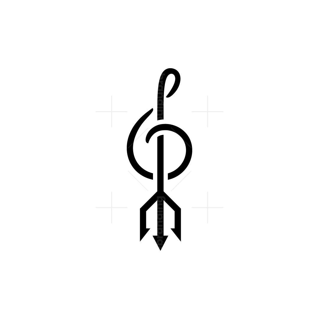 Violin Key Music Trident Logo | Scalebranding