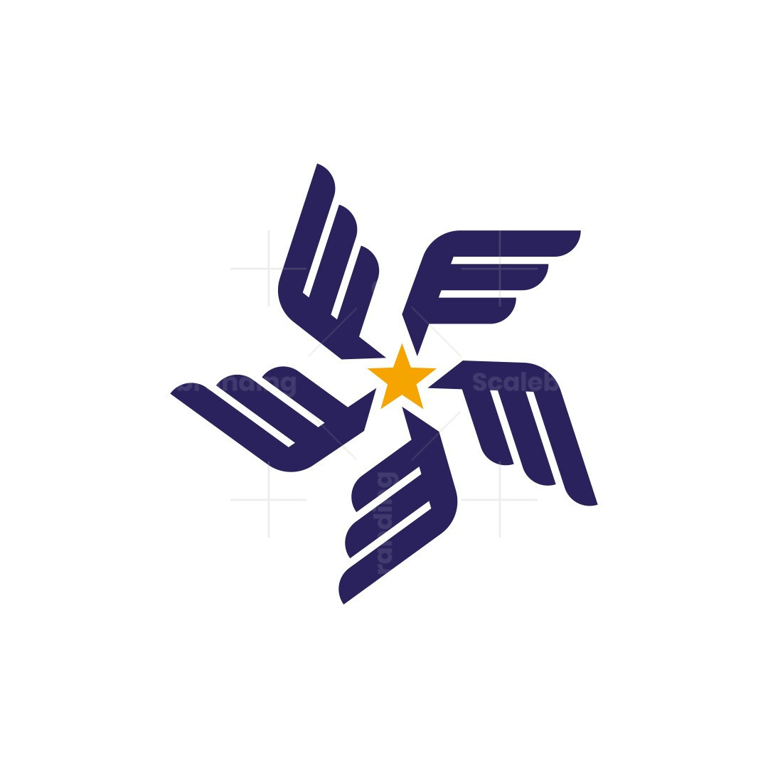 Star With Wings Logo Circle Star Wings Logo Black White Stock Vector