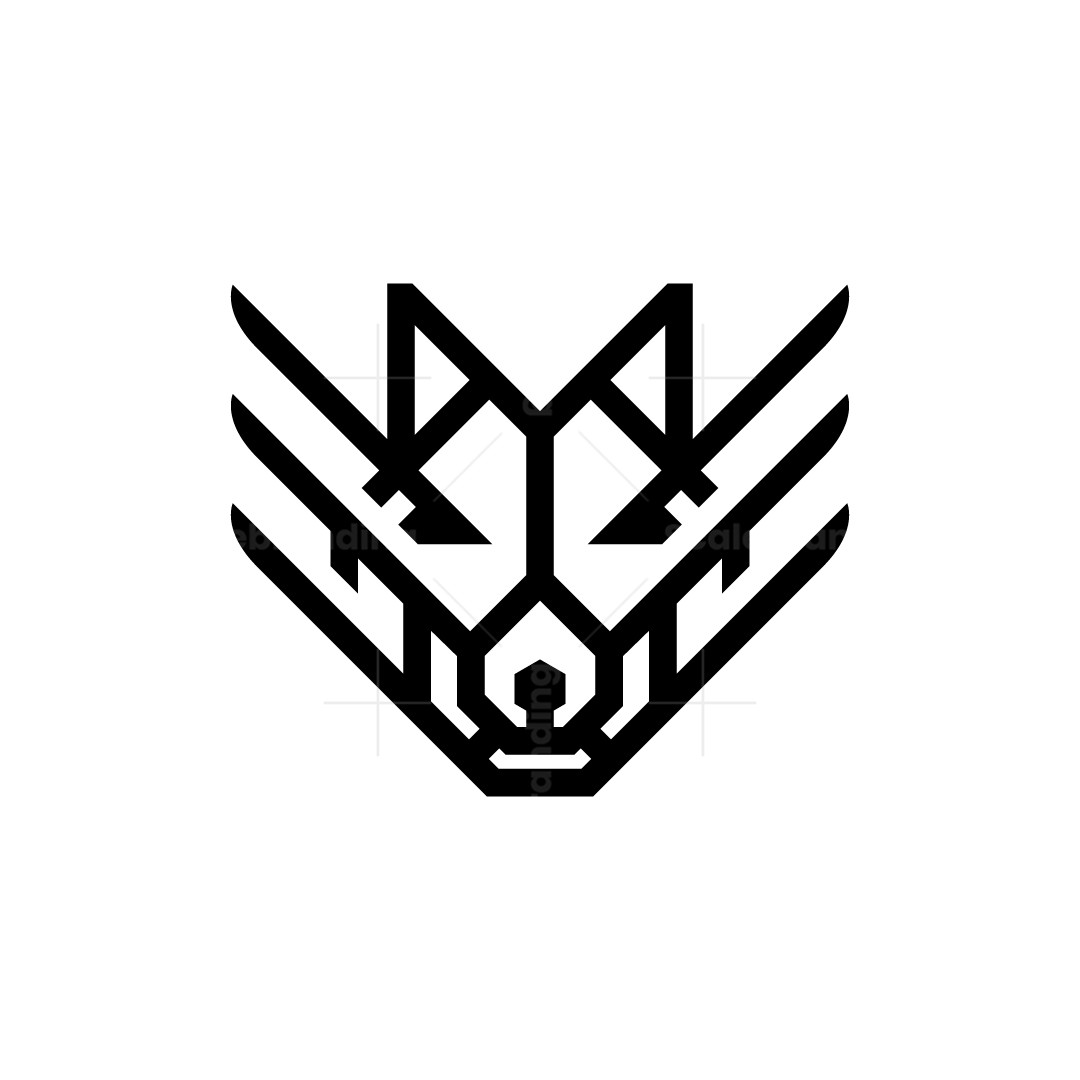 Winged Wolf Head Logo Alpha Wolf Logo Wings Wolf Logo | Scalebranding